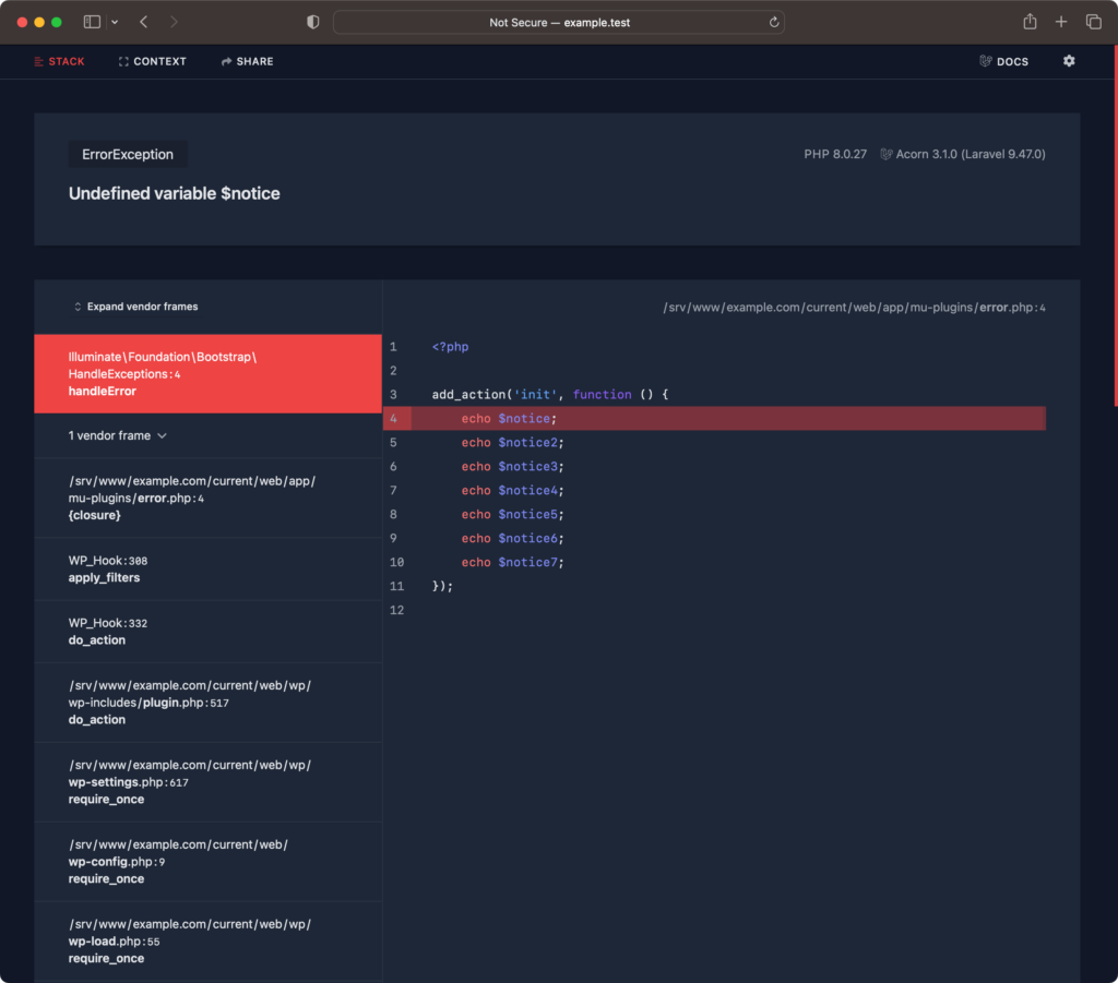 Better WordPress Debugging with Acorn | Roots