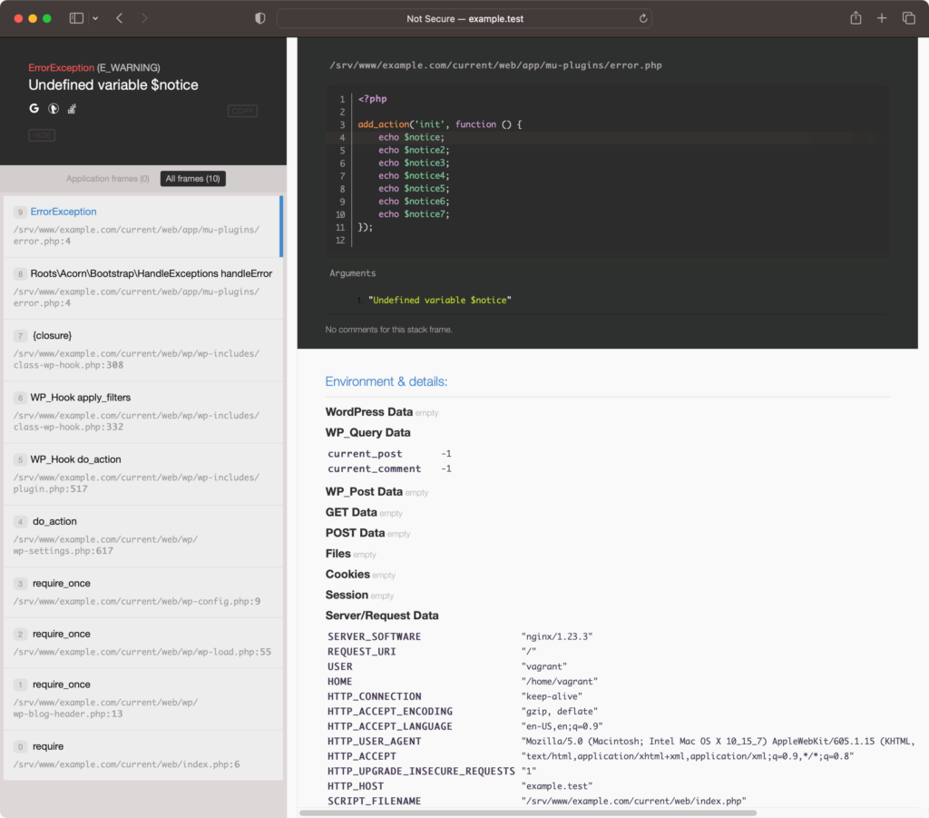 Better Wordpress Debugging With Acorn Roots